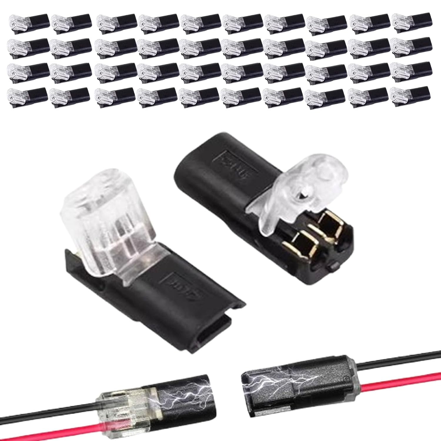 Double Wire Plug in Connector, Quick Clip Fasteners Wire Connector ...