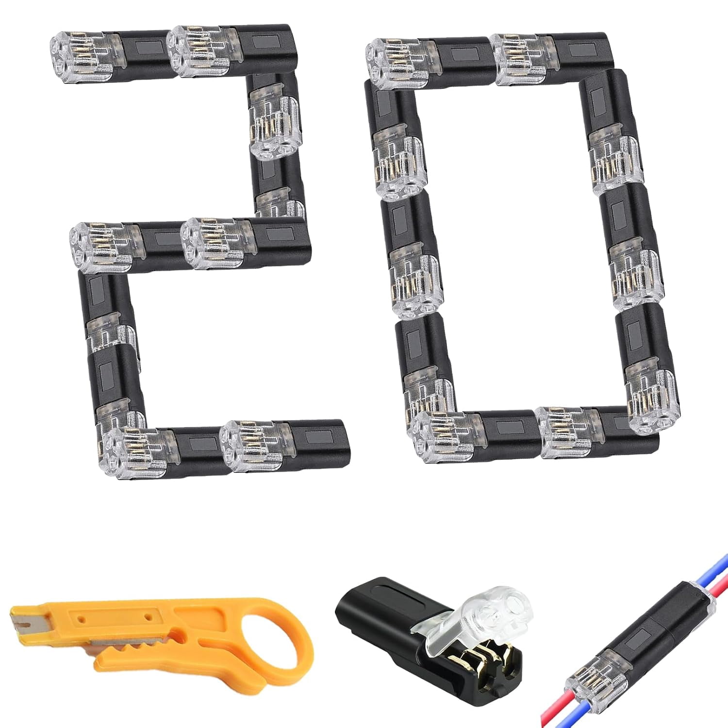 Double-Wire Push-In Connector with Locking Buckle, Flame Retardant ...