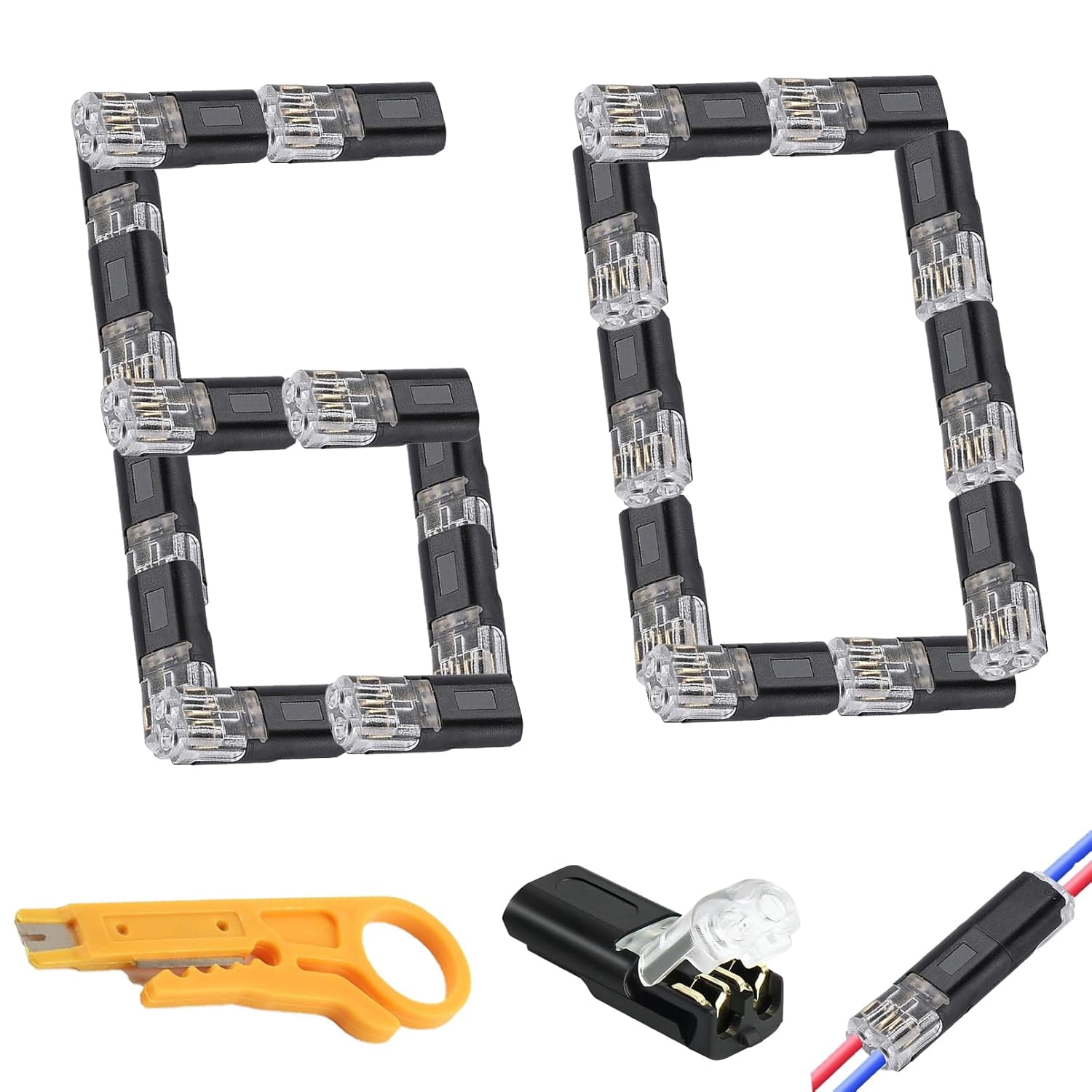 Double-Wire Push-In Connector with Locking Buckle, Flame Retardant ...
