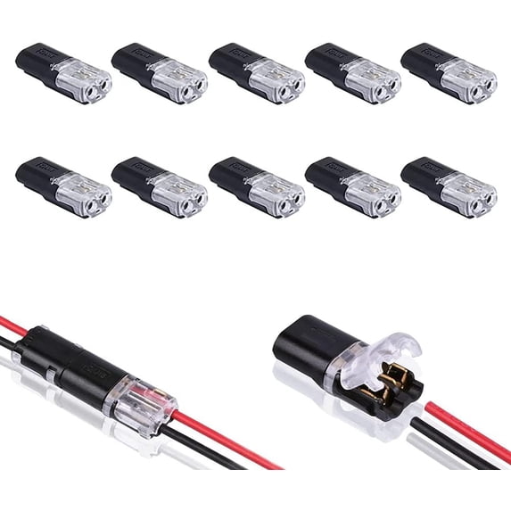 Double Wire Push in Connector with Locking Buckle, 10PCS 2 Pin 2 Way ...