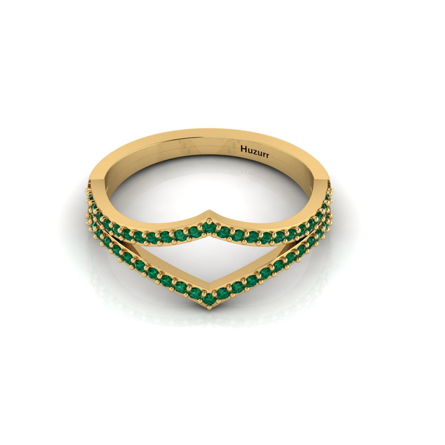 Double Wishbone Round Emerald Solitaire Gold Filled Ring - Walmart.com