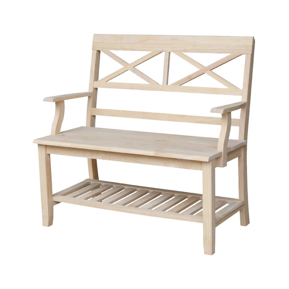 Double X-Back Bench With Arms and Shelf - Walmart.com