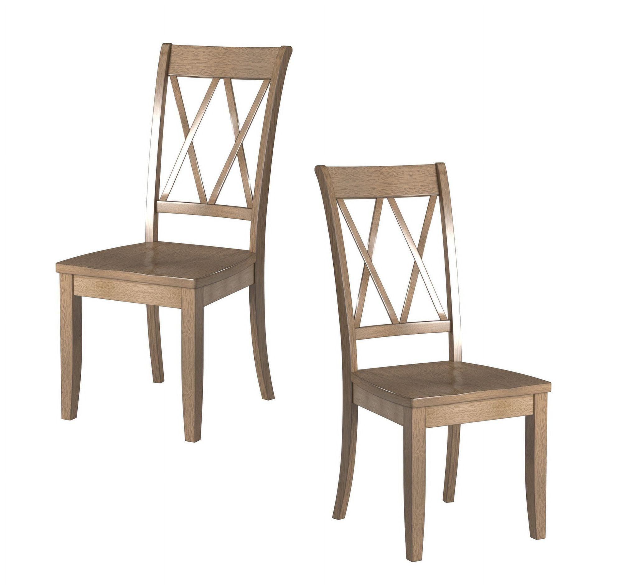 Double-X-Back Dining Chairs Set of 2, Transitional Bistro Style Side ...