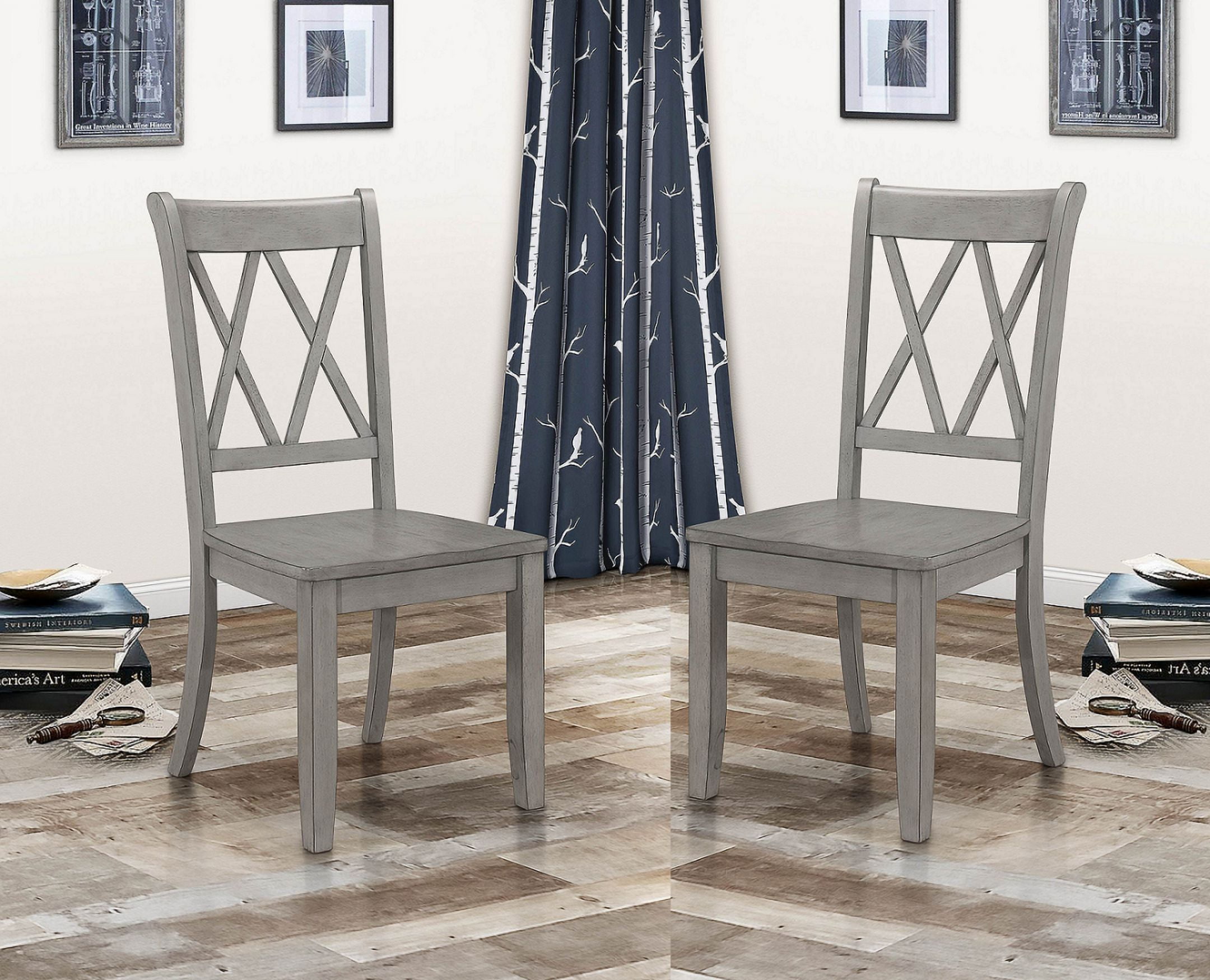 Double-X-Back Dining Chairs Set of 2, Transitional Bistro Style Side ...