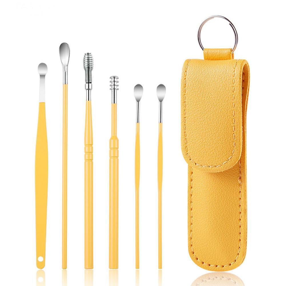 Double Yellow 6pcs Double Yellow Stainless Steel Ear Pick 6-Piece Set ...