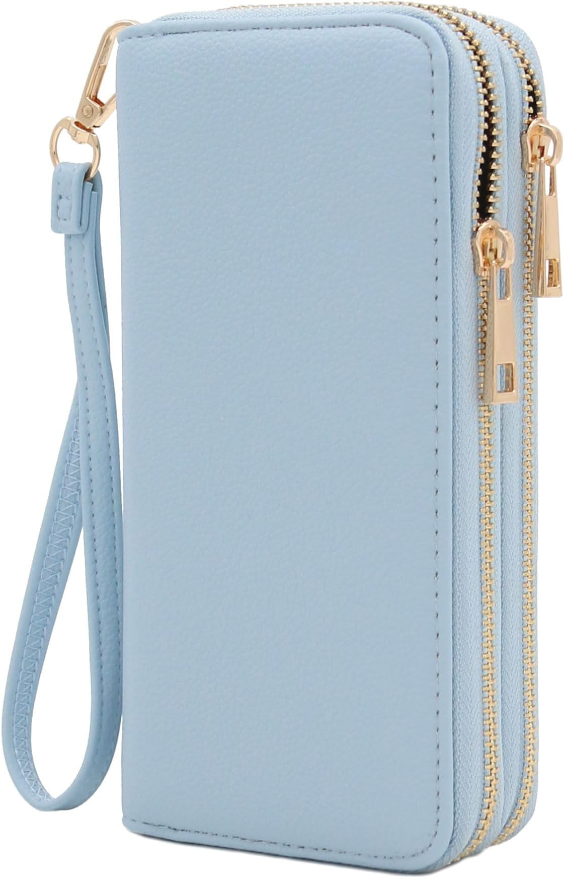 Double Zip Around PU Leather Wristlet Cell Phone Wallet | Double Zip ...