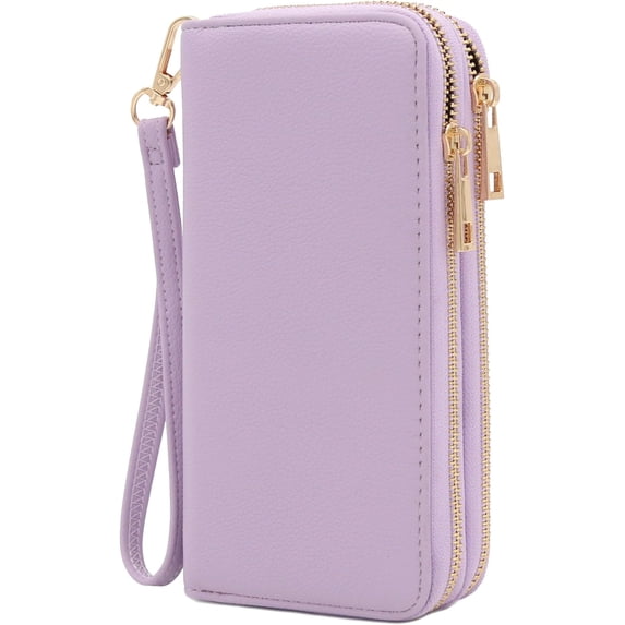 Double Zip Around PU Leather Wristlet Cell Phone Wallet | Double Zip ...