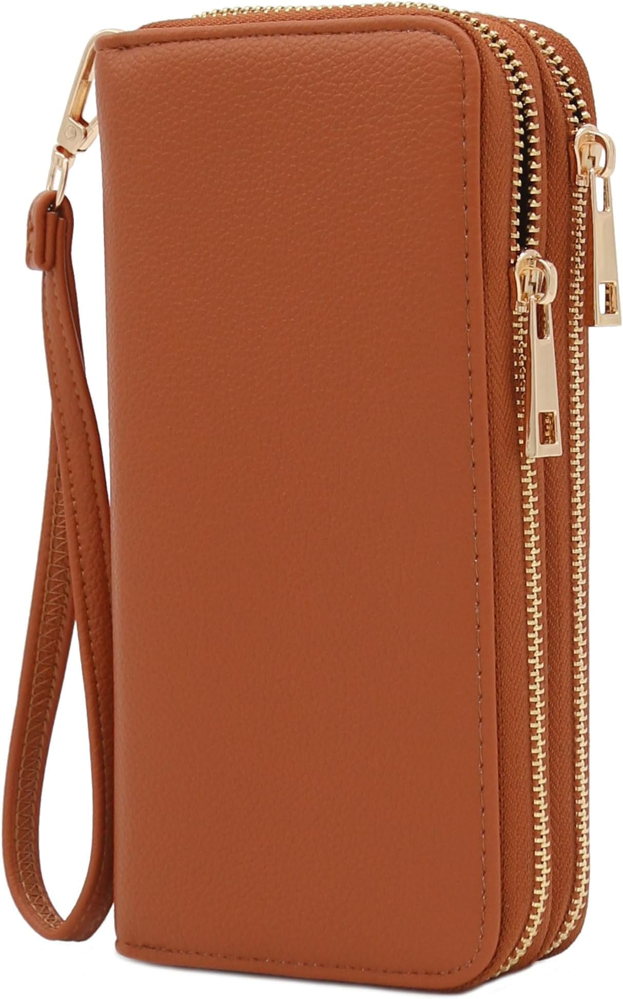 Double Zip Around PU Leather Wristlet Cell Phone Wallet | Double Zip ...
