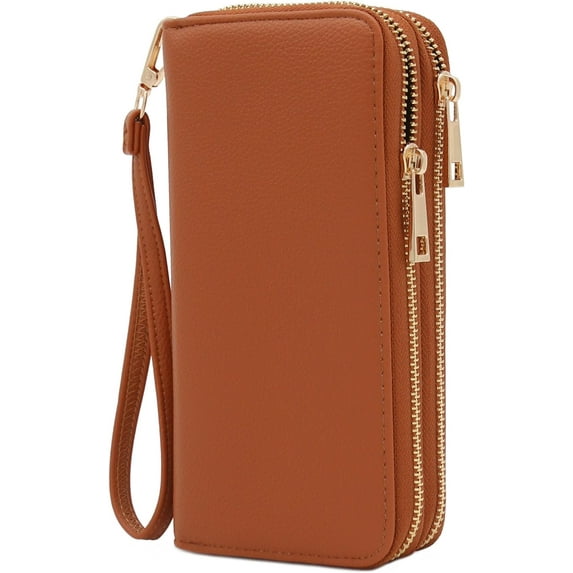 Double Zip Around PU Leather Wristlet Cell Phone Wallet | Double Zip ...