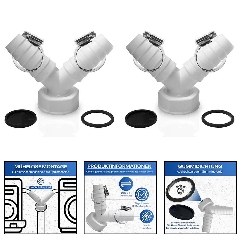 Double connection for washing machine dishwasher 1 inch drain adapter ...
