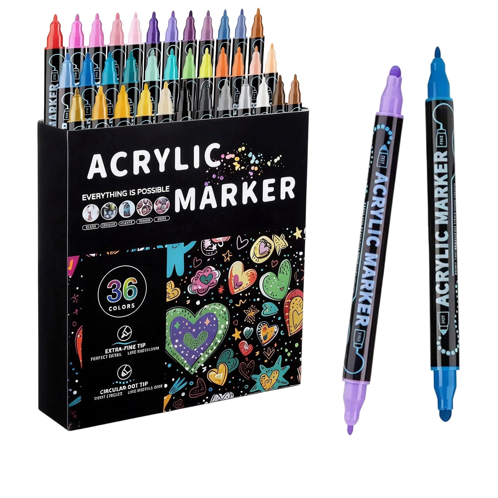 Double-headed Drawing Pen Set 12 Colors Stackable Doodling Pen With ...