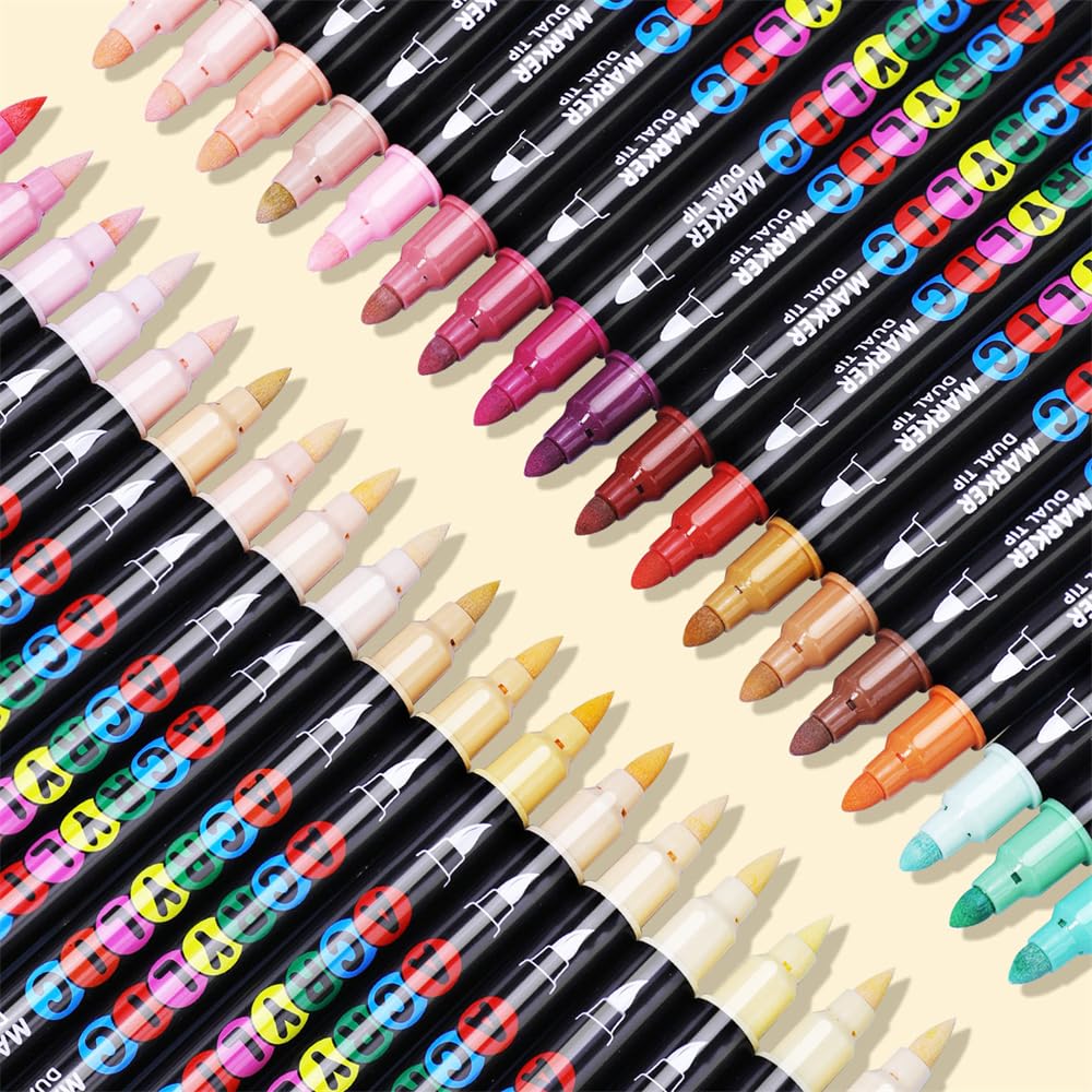 Double-headed Skin Tones Art Markers, Brush Tip Acrylic Paint Pens,48 ...