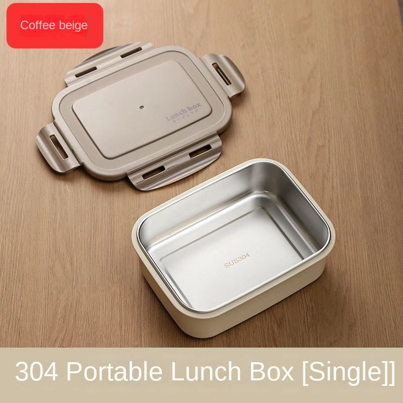 Double layer 304 stainless steel square lunch box lunch box student ...