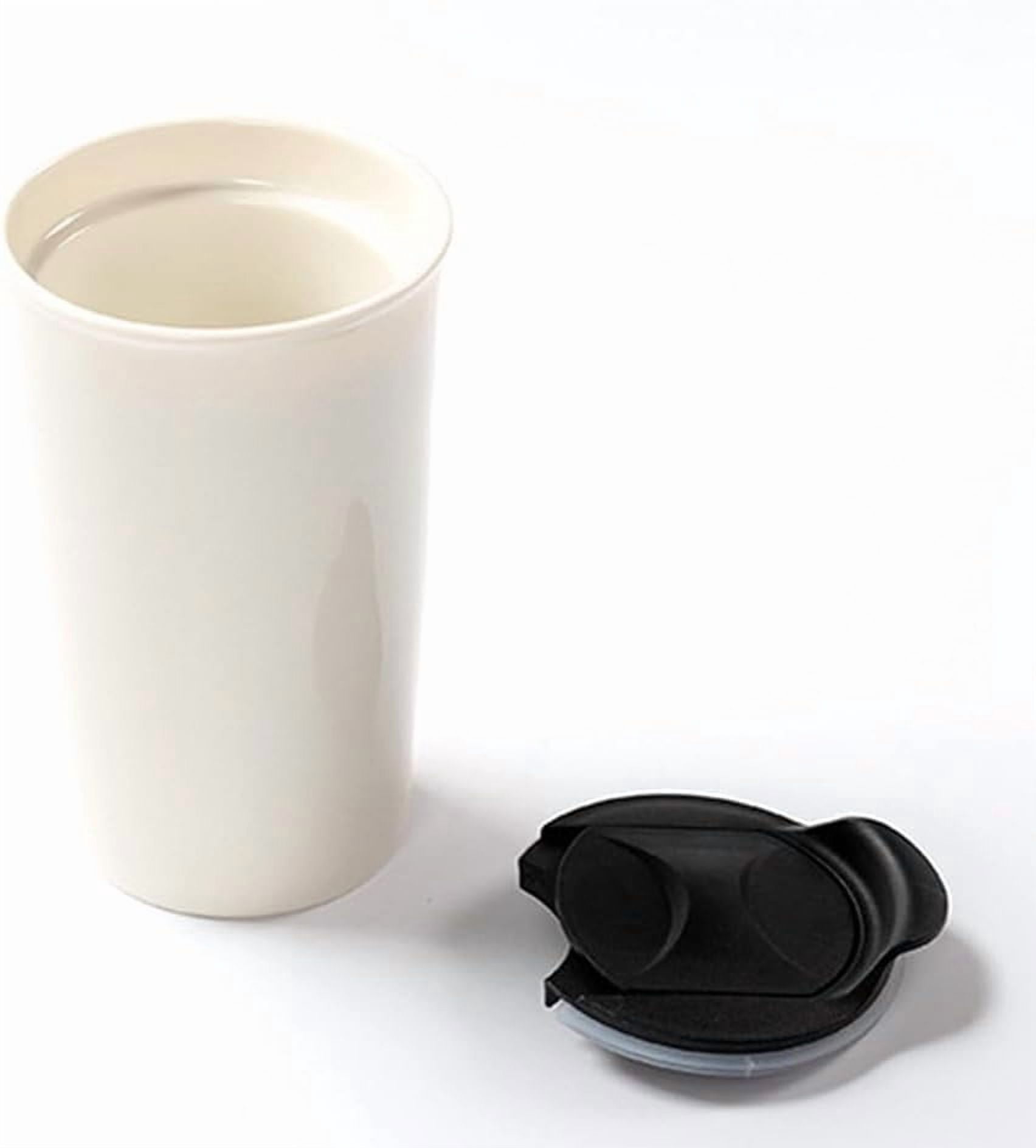 Double-layer Ceramic Cup with Lid, 12oz Ceramic Coffee Cup, Simple ...