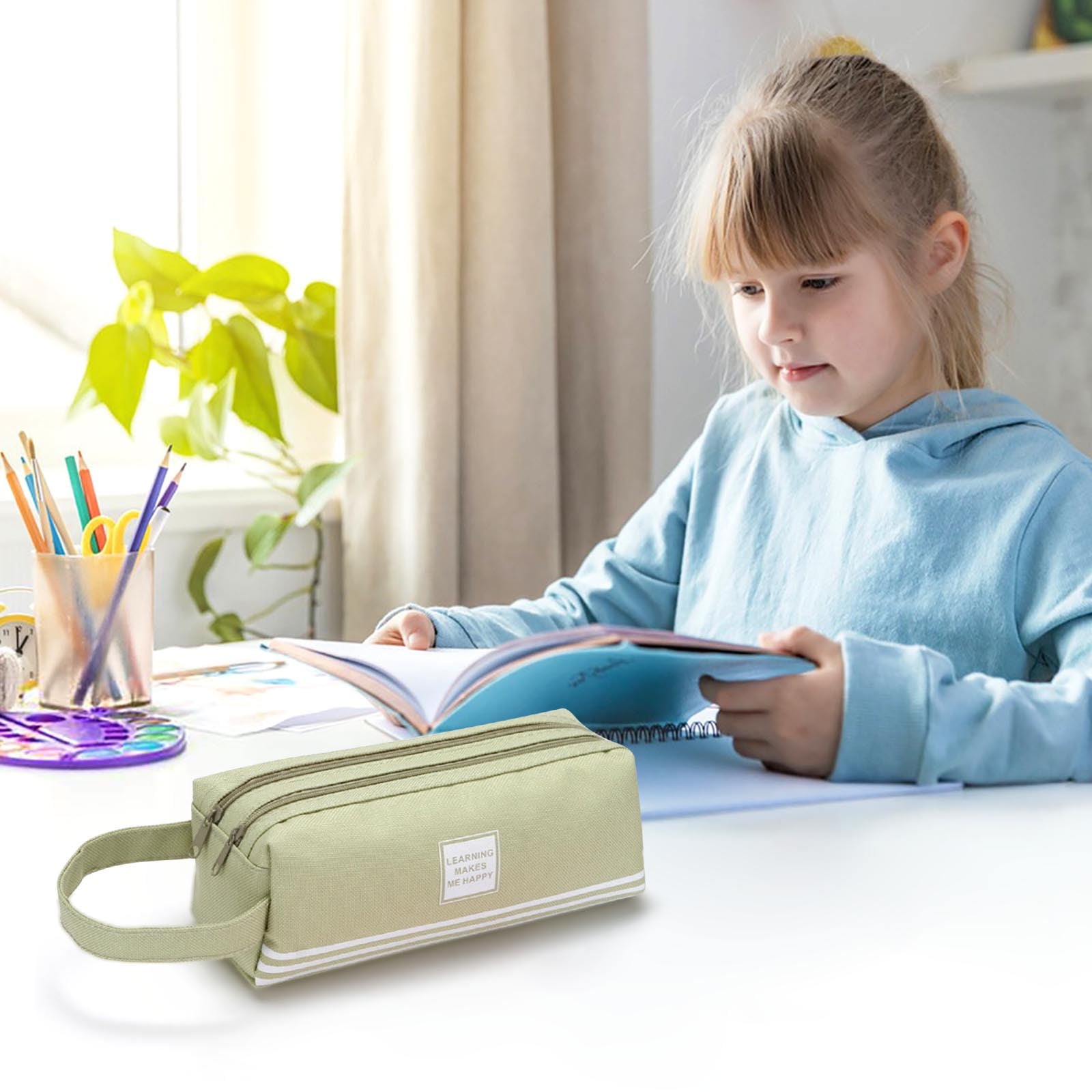 Double-layer Cloth Pencil Case Large Capacity Double-pull Pencil Case ...