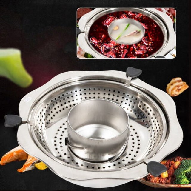 Double-layer Detachable 32cm Rotating Hot Pot Stainless Steel Rotating ...
