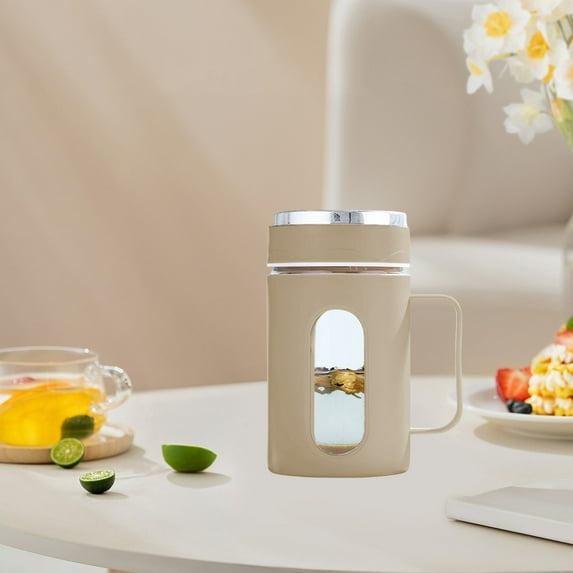 Double-layer Insulated Glass Cup with Lid Handle, Stylish Office Tea ...