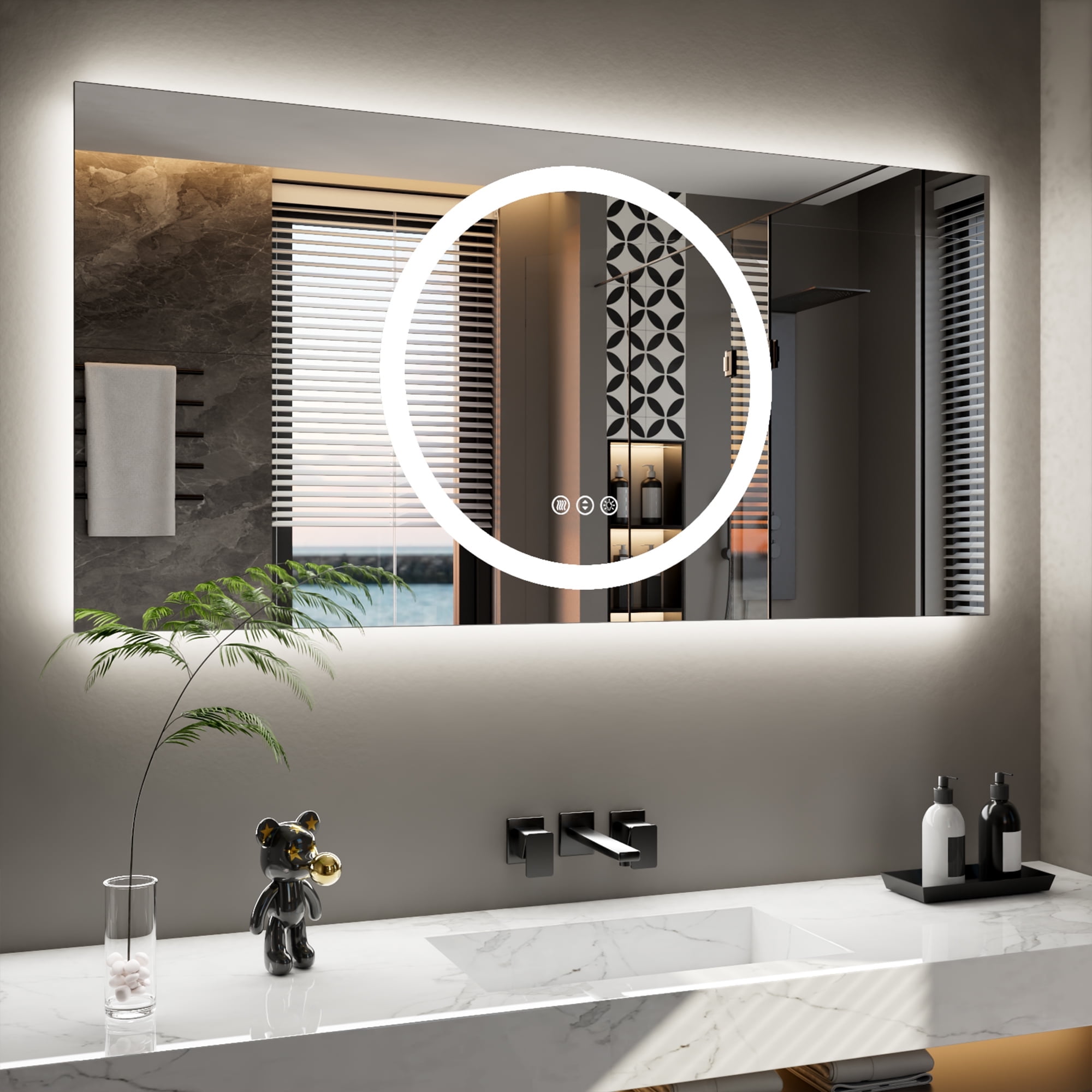 Double-layer LED Bathroom Mirror 72*36 Inch,Wall Mirrors with Anti-Fog ...
