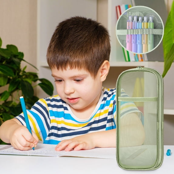 Double-layer Mesh Pencil Case Student Large Capacity Stationery Bag ...