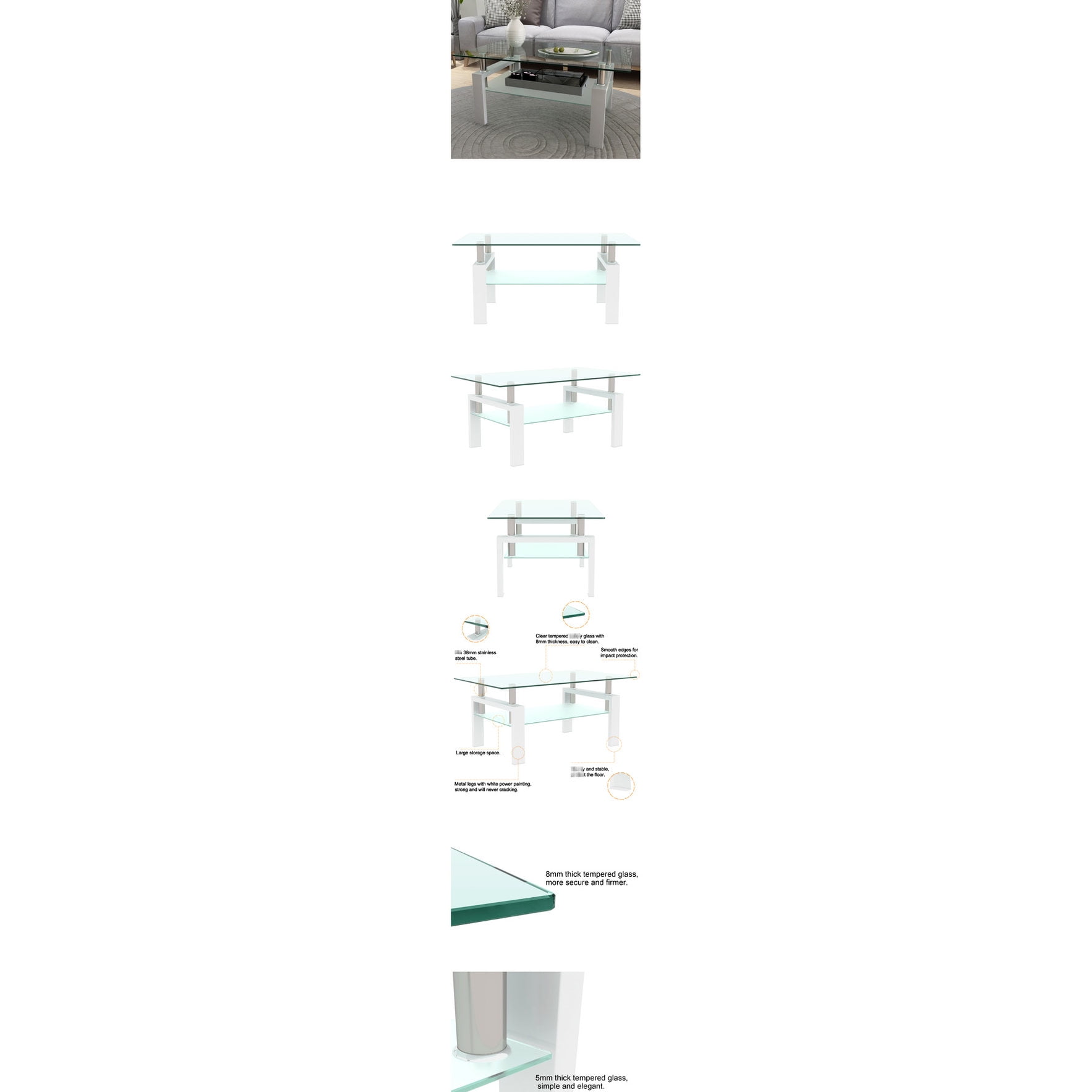 Double - layer Storage/Living Room Center Table/Large Space for Daily ...