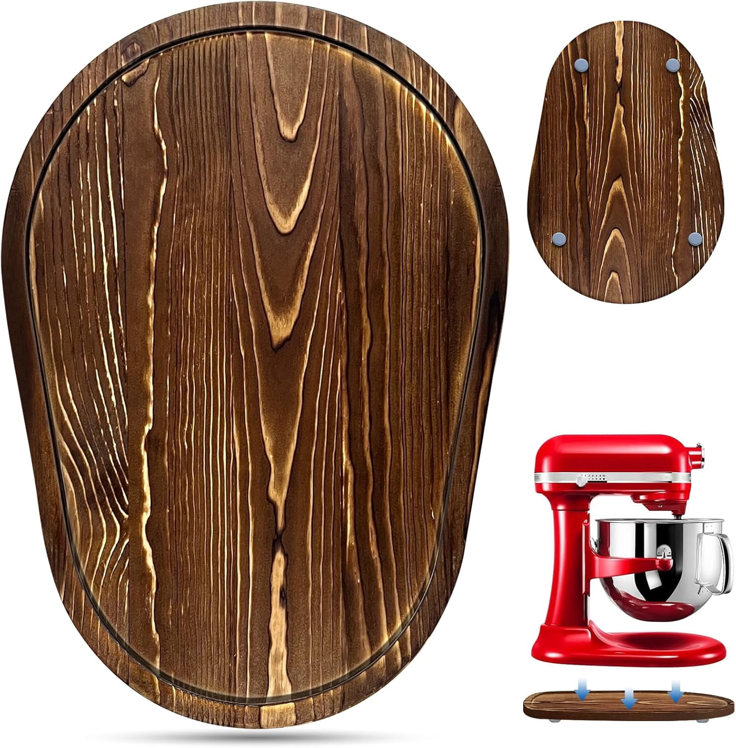 Double-layer Thickened Acacia Wood Mixer Slider Mat for KitchenAid 5-8 ...