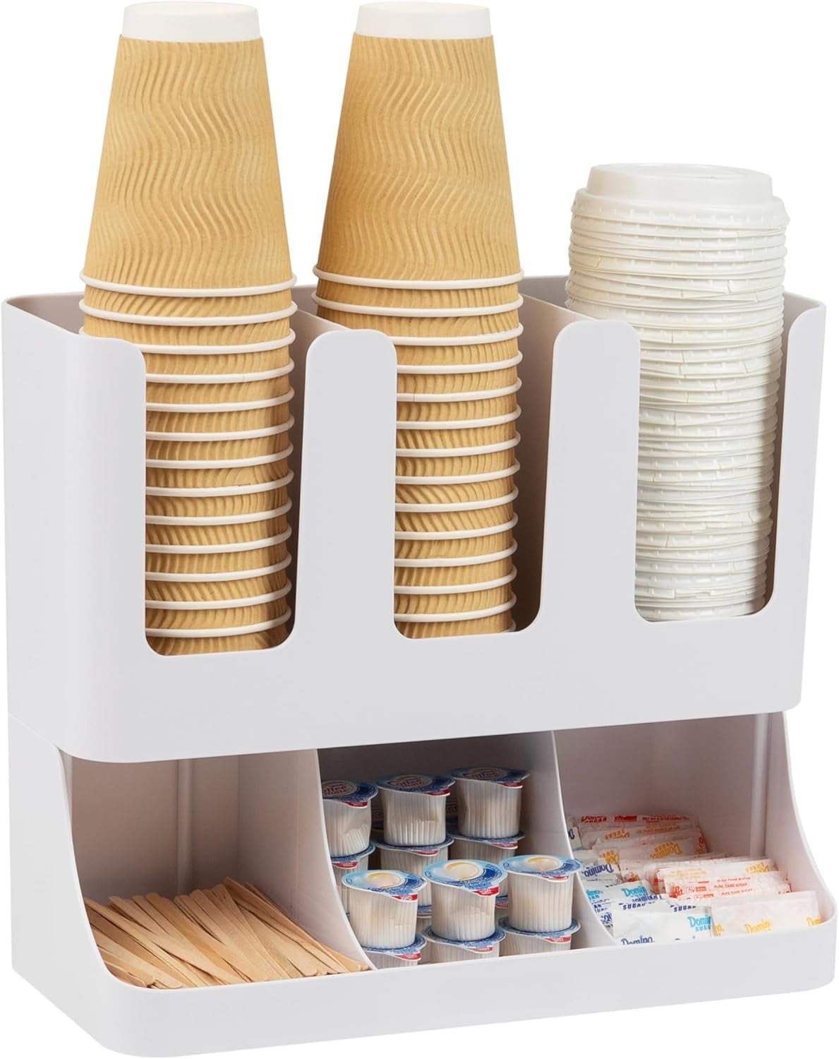 Double layer cup storage and condiment station, countertop storage rack ...