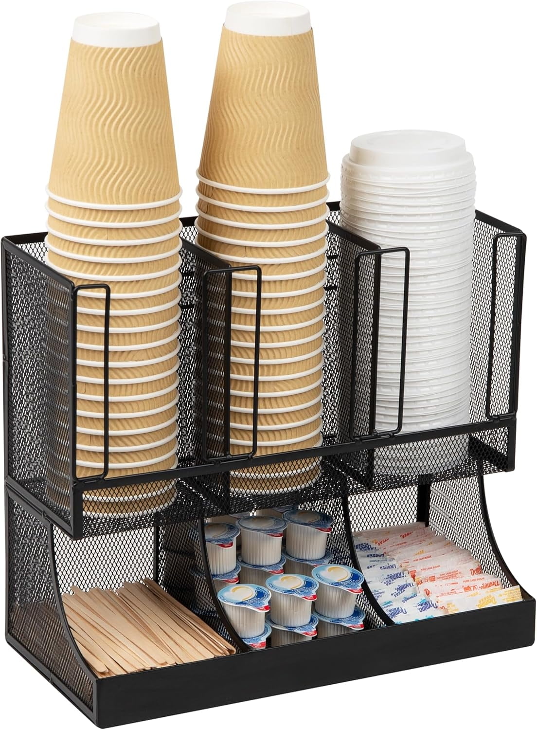 Double layer cup storage and condiment station, countertop storage rack ...