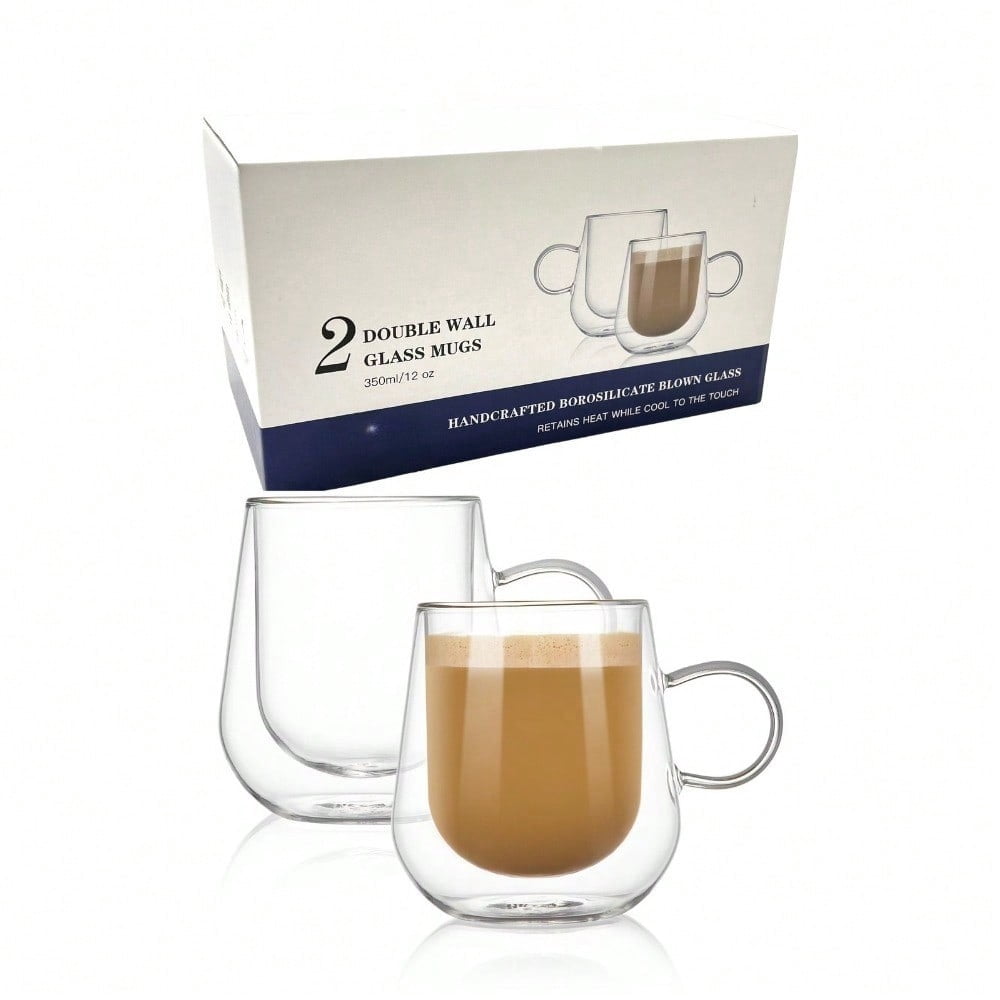 Double-layer glass coffee cup 12-ounce borosilicate glass coffee cup ...