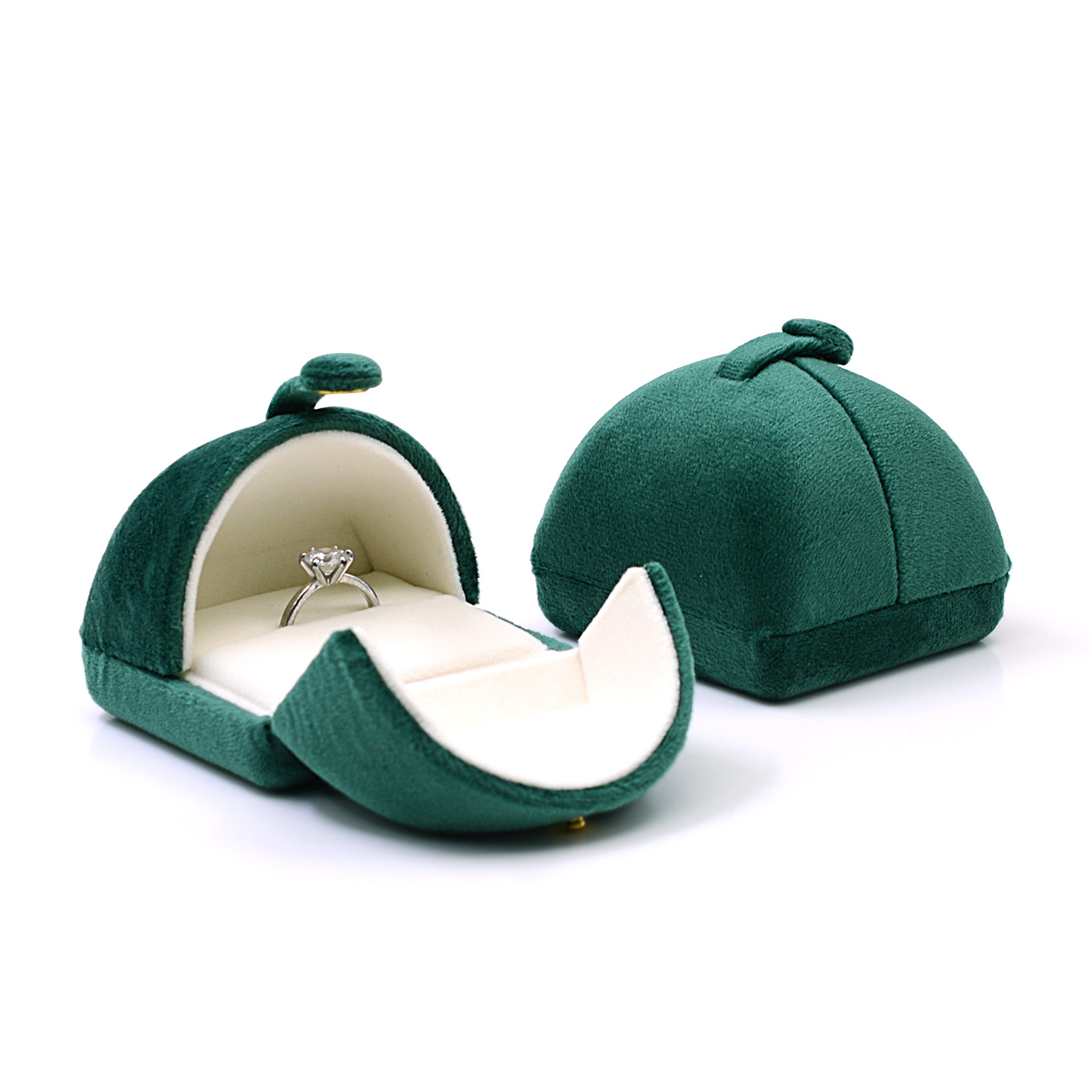 Double-opening dark green velvet travel ring organizer – 1 piece of ...