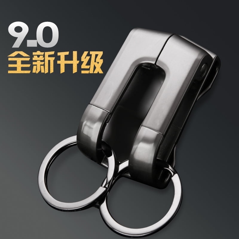 Double ring metal key chain double row anti-lost men's car waist key ...