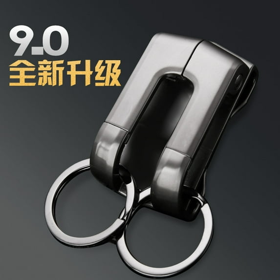 Double ring metal key chain double row anti-lost men's car waist key ...