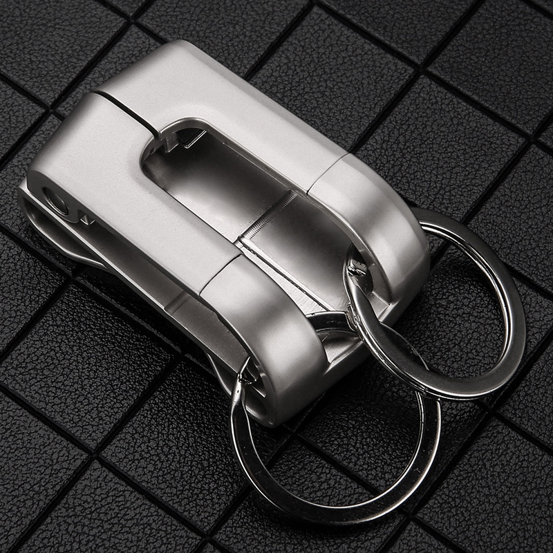 Double ring metal key chain double row anti-lost men's car waist key ...