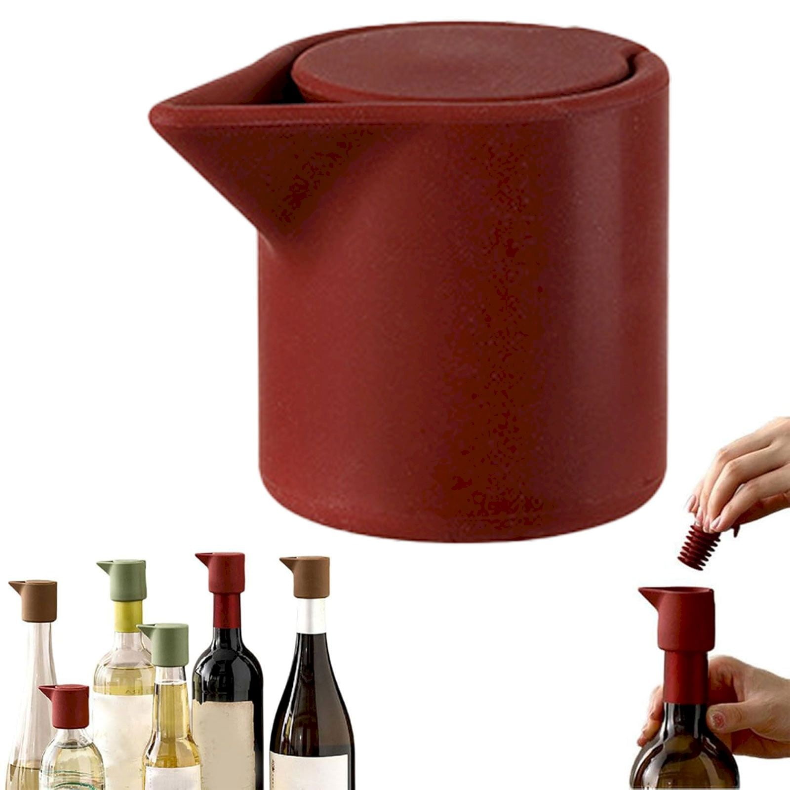 Double-sealed silicone cork|Red|Reusable Sparkling Wine Bottle Stopper ...