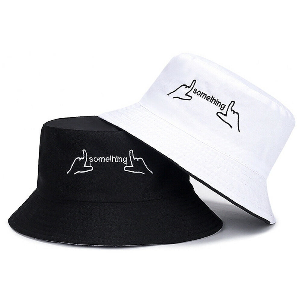 Double-sided Bucket Hat Fisherman's Cap Men Women Embroidery Pattern ...