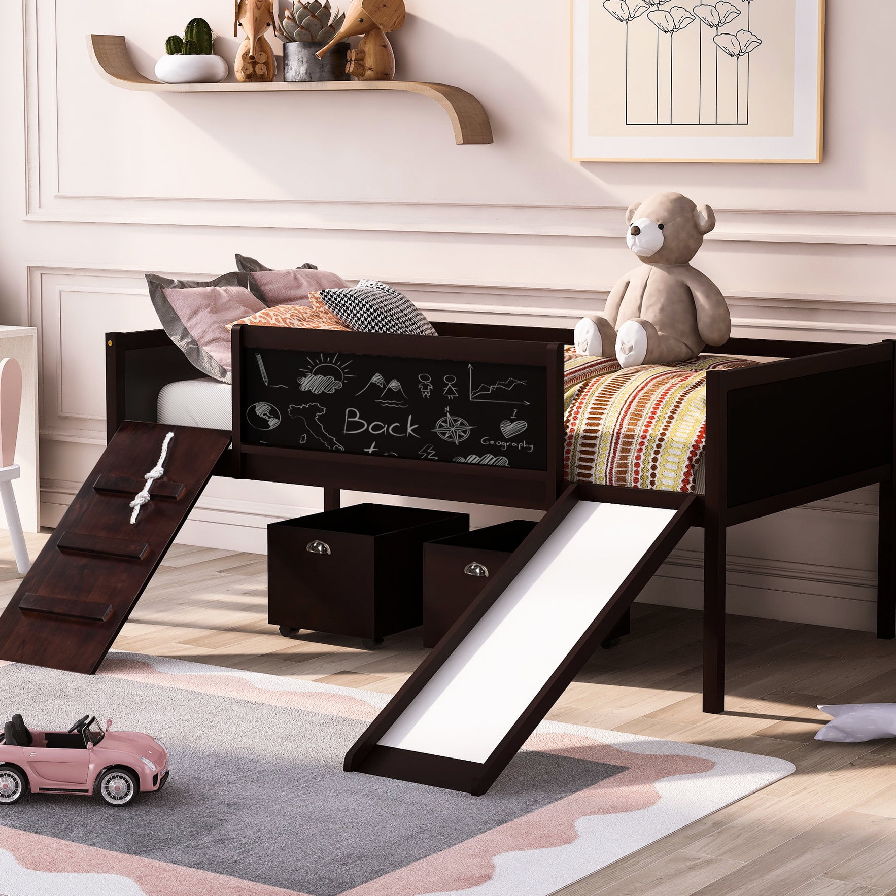 Double - sided Chalkboard & Storage Boxes - Twin Loft Bed for ...