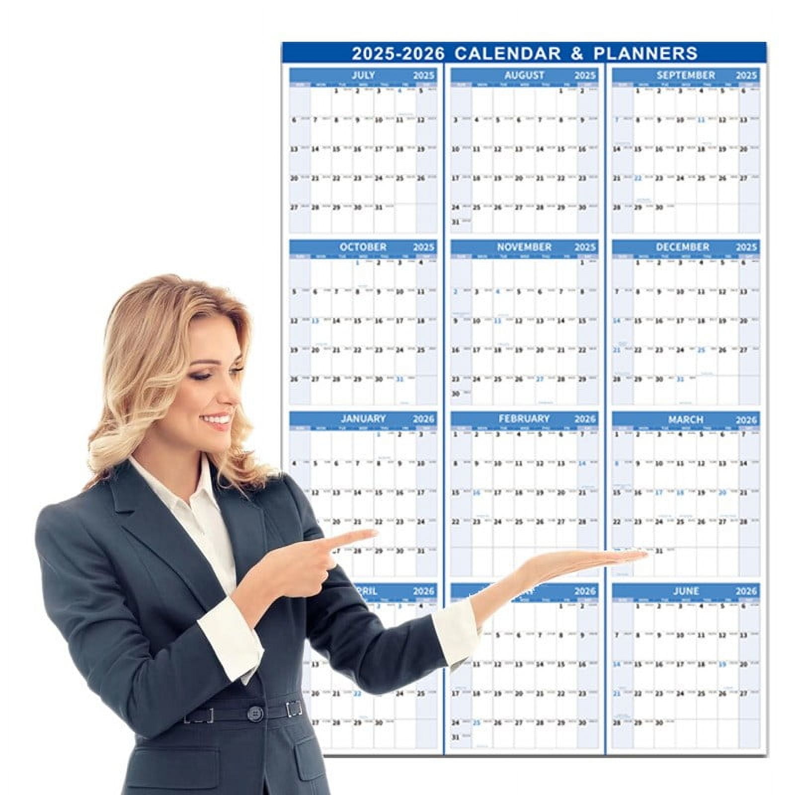 Double-sided Erasable Calendar, English Wall Planner, 12-Month Design ...