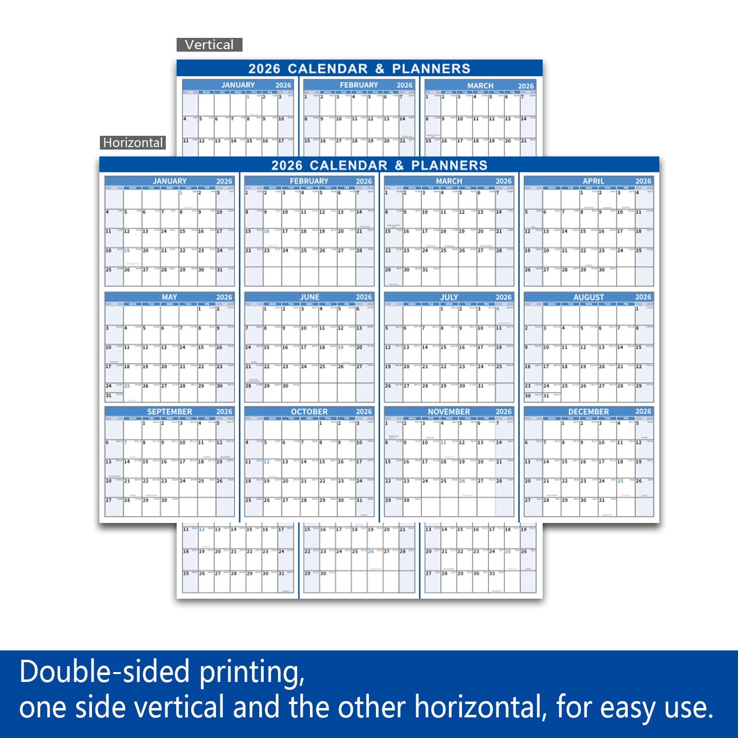 Double-sided Erasable Wall Calendar 2026, Laminated Schedule Planner ...