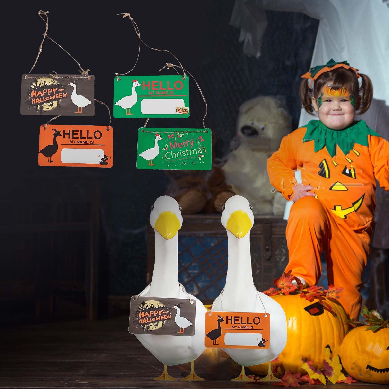 Double-sided Hanging Tags Porch Decor, Rustic Wooden Style, 12-piece ...