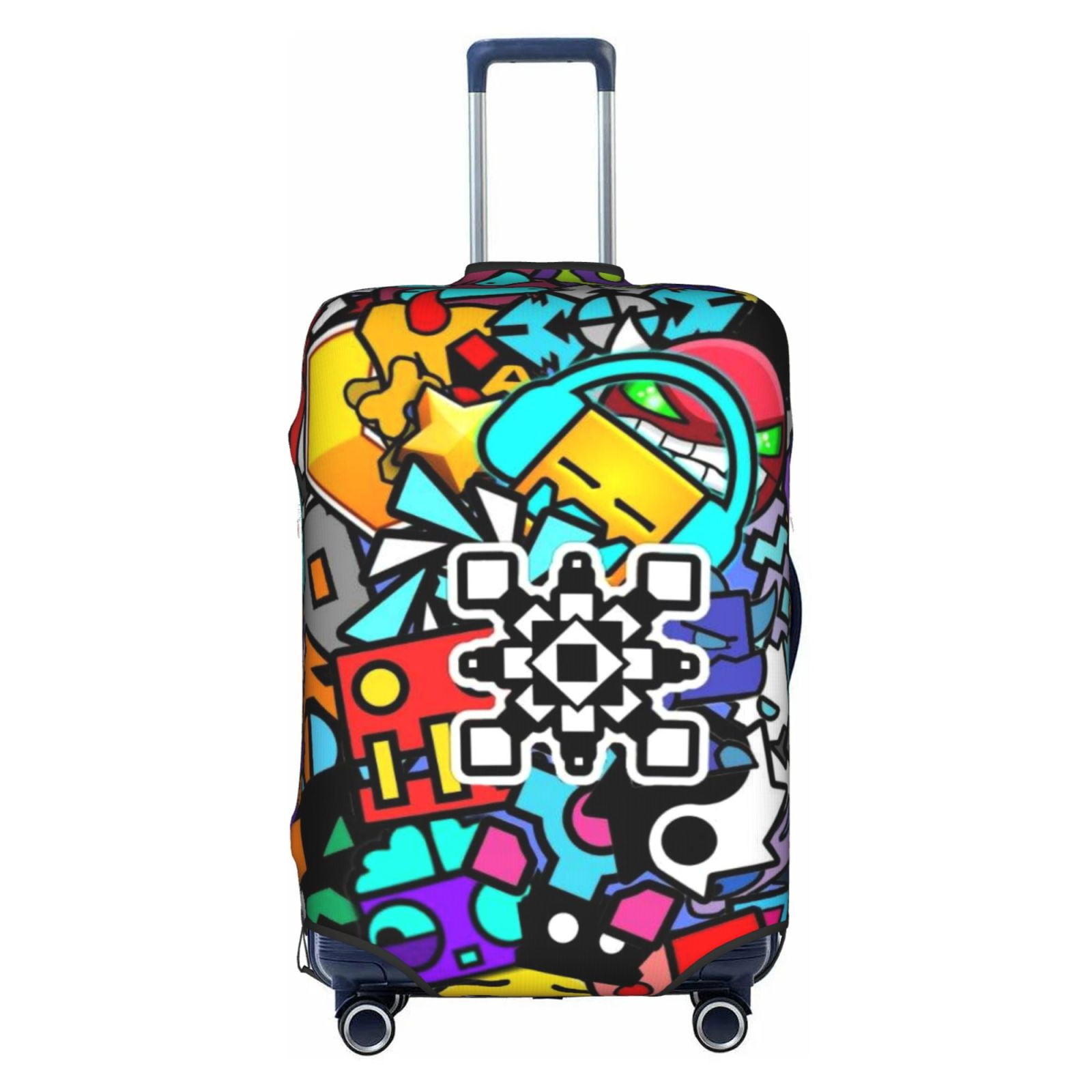 Double-sided Printed Luggage Cover Geometry Dash Travel Suitcase ...