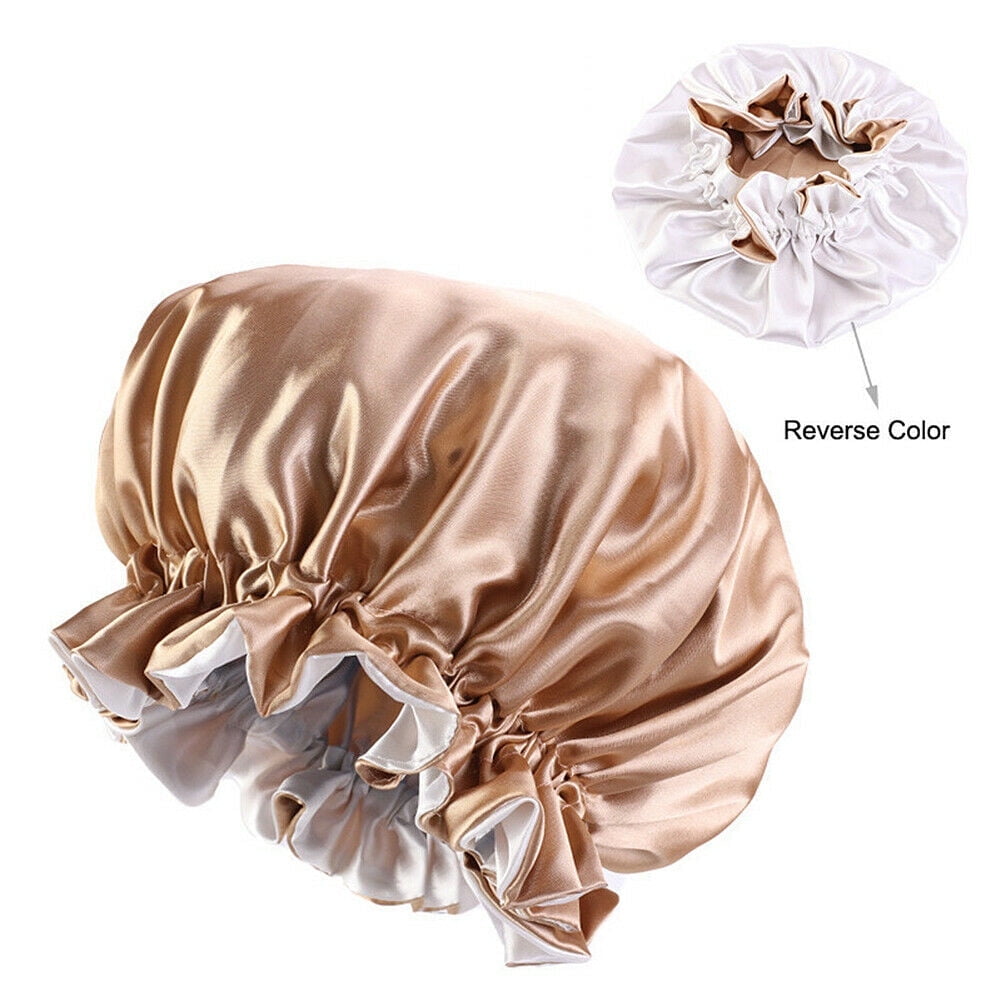 Double-sided Satin Night Sleep Cap Hair Bonnet Hat Head Cover w ...