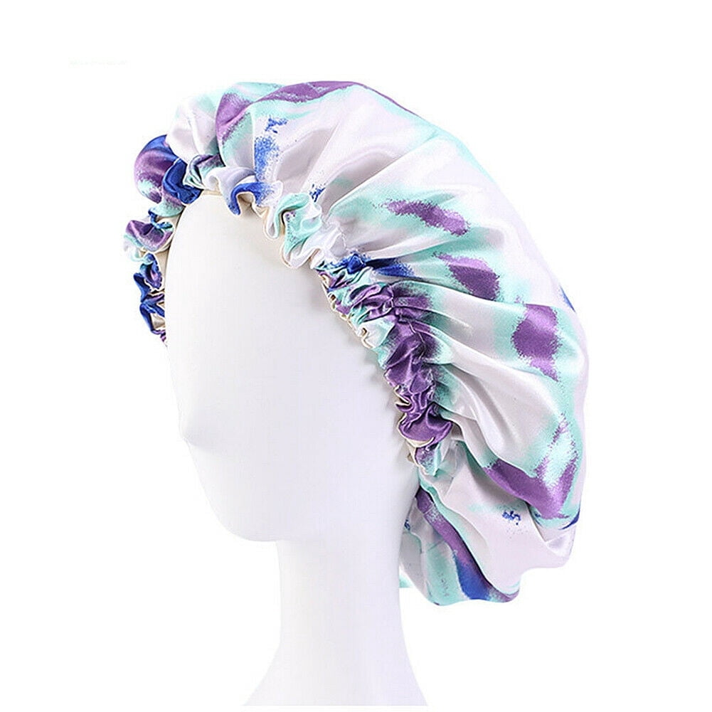 Double-sided Satin Night Sleep Cap Hair Bonnet Hat Head Cover w ...
