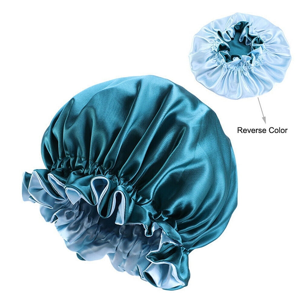 Double-sided Satin Night Sleep Cap Hair Bonnet Hat Head Cover w ...