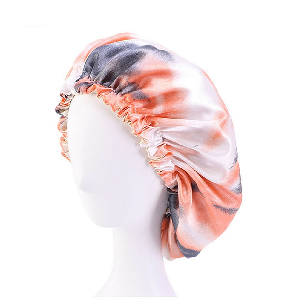 Double-sided Satin Night Sleep Cap Hair Bonnet Hat Head Cover w ...