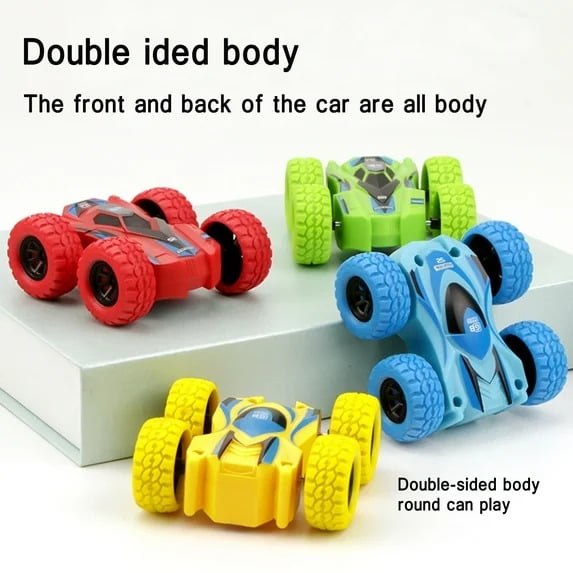 Double-sided Stunt Flip Inertia Cars (4 Pack) for Boys 3 4 5 6 7 8 ...