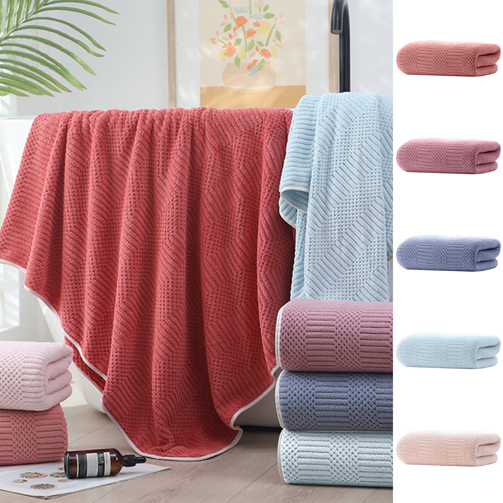 Double-sided Velvet Bath Towel Blanket | Absorbent Thickened Coral ...