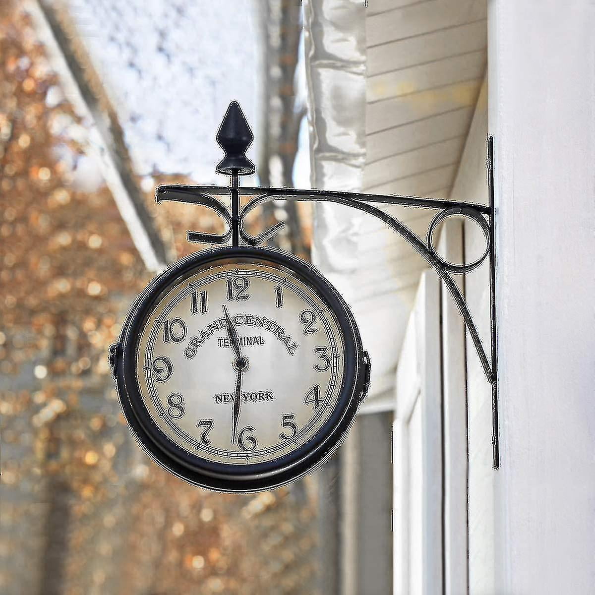 Double sided Wall Clock Station Clock Garden Clock Double sided Clock ...