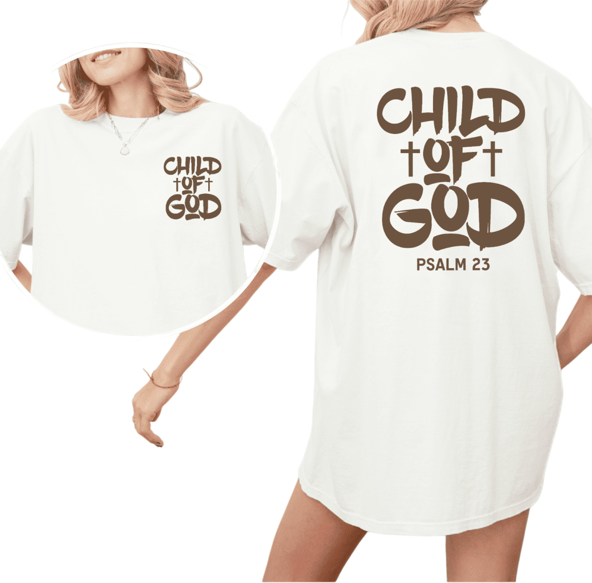 Double-sided Women Child of God Letter Graphic Tee T Shirt Top ...