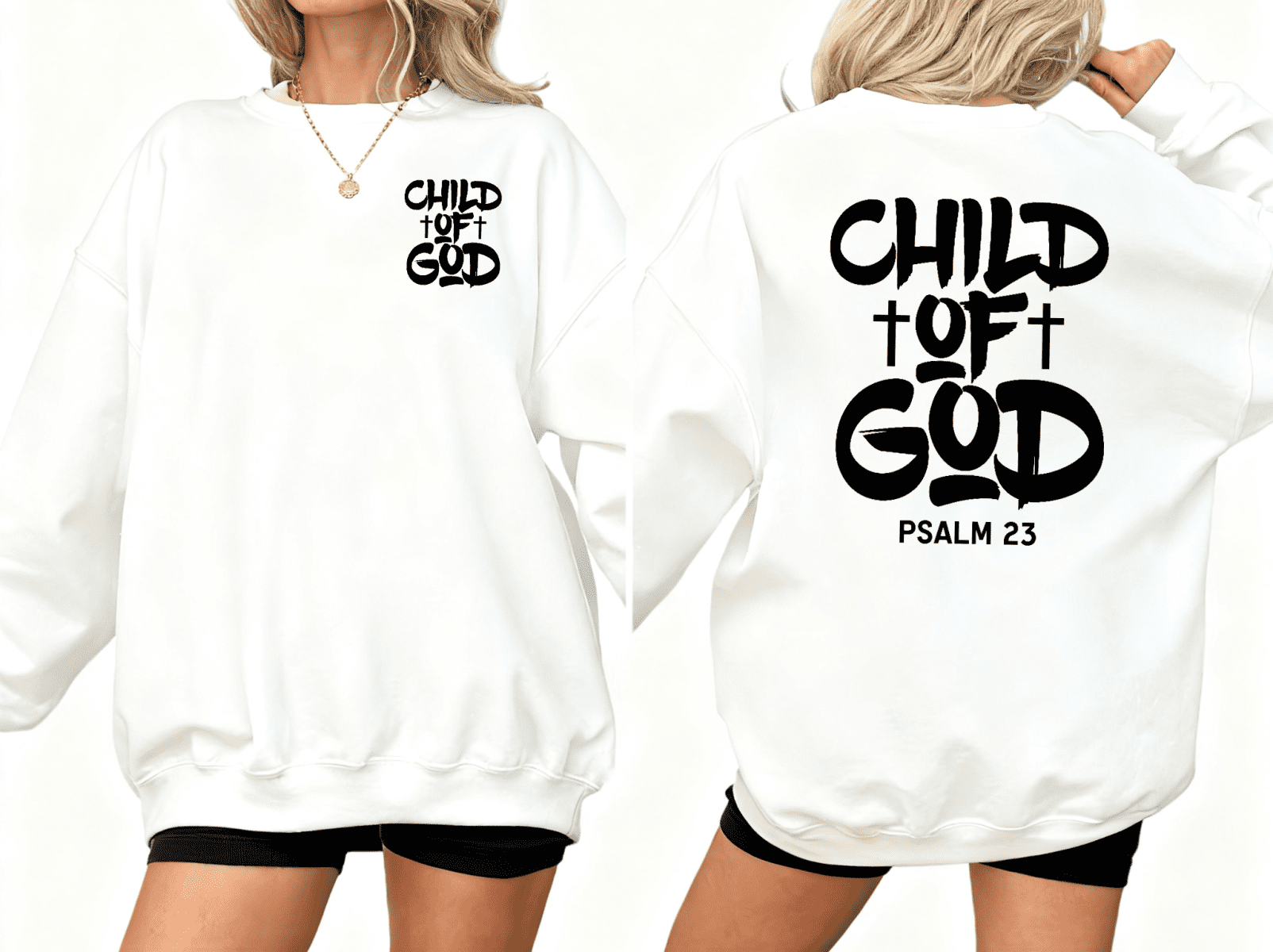 Double-sided Women Trendy Child of God White Graphic Tee Soft ...