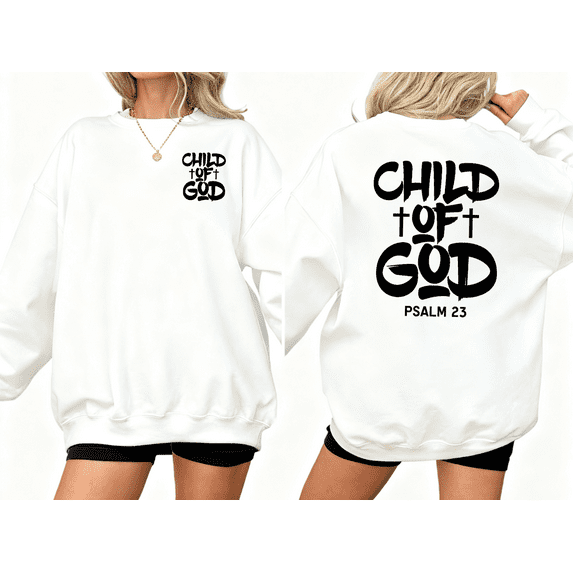 Double-sided Women Trendy Child of God White Graphic Tee Soft ...