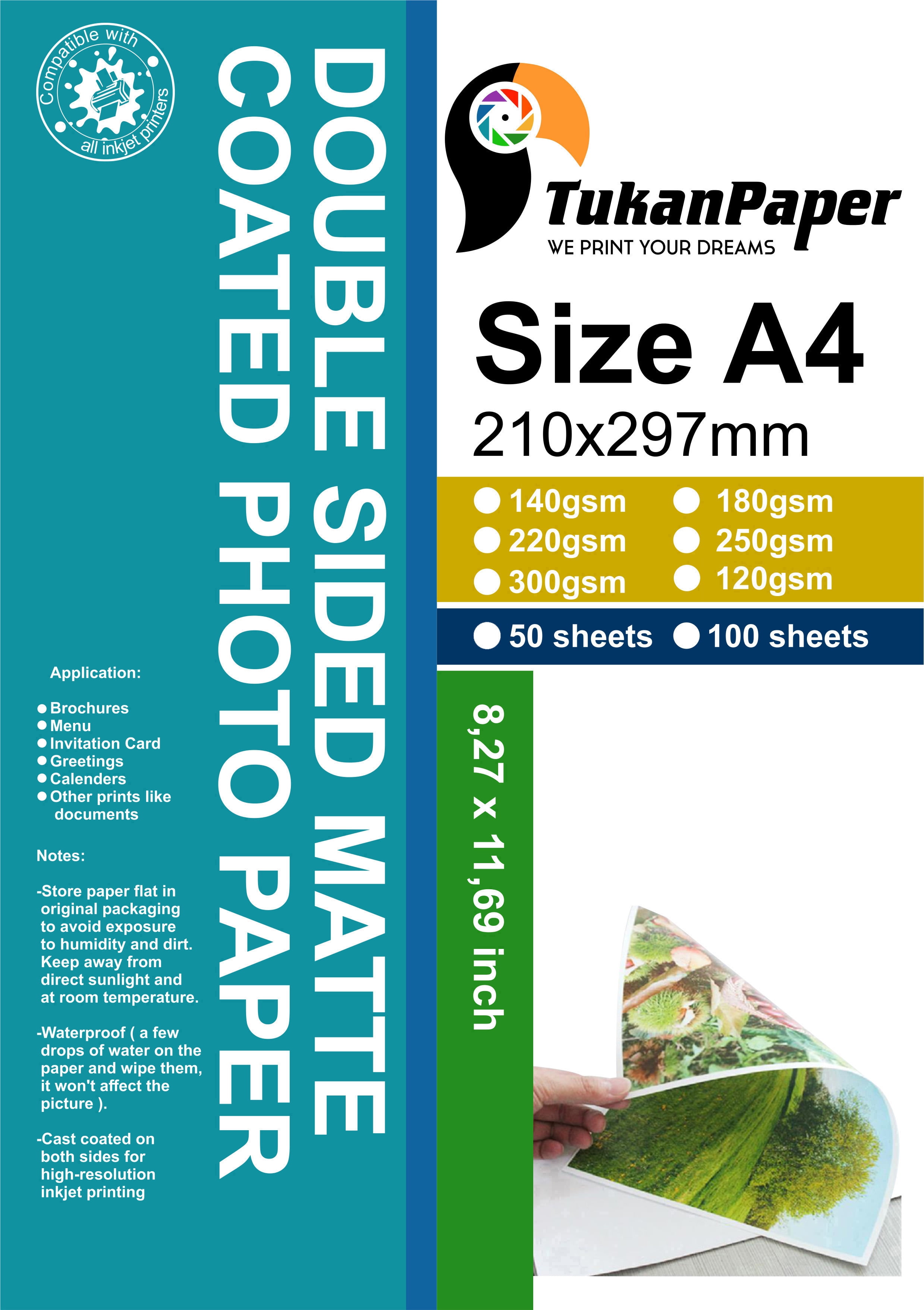 Double sided matte Inkjet Photo Paper 8.3"x11.6" ( 210 x 297mm ) A4 ...